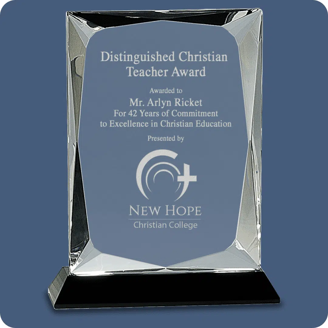 Crystal Block Award with Pedestal