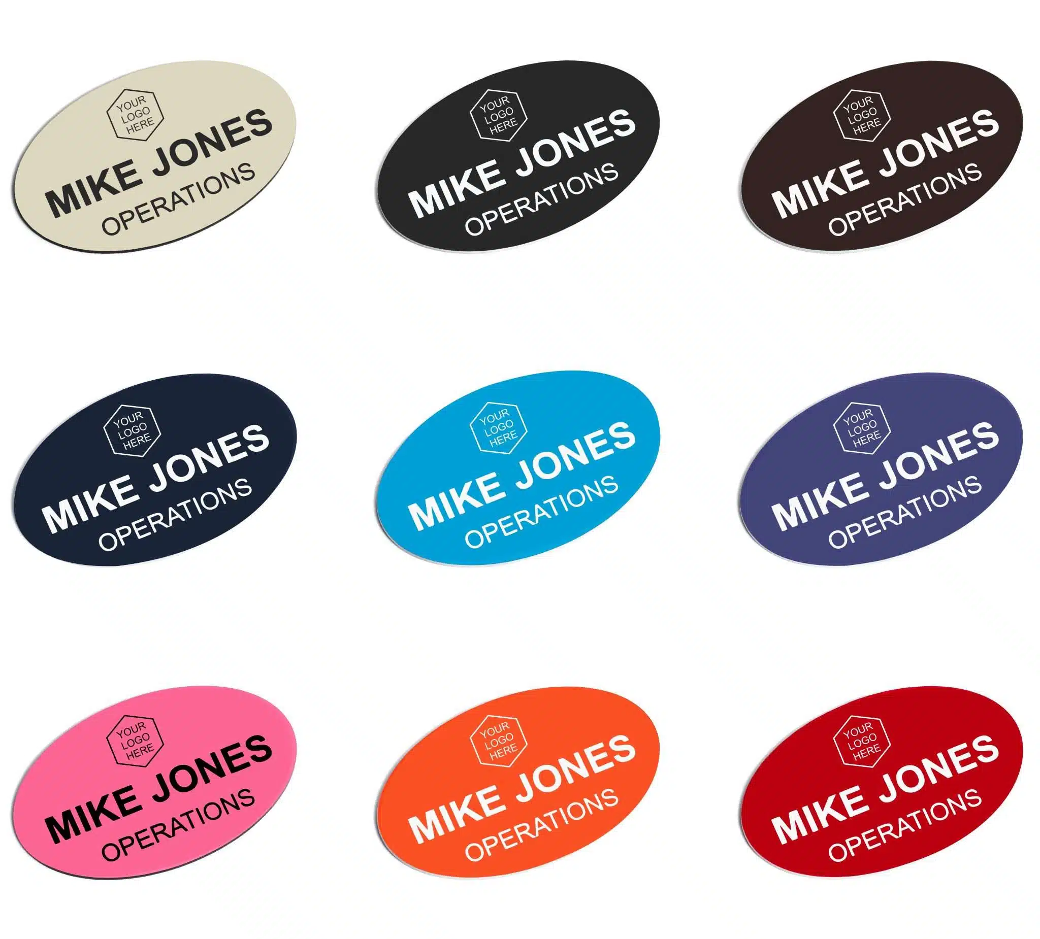 Engraved Oval Name Tags | Custom Oval Name Badges